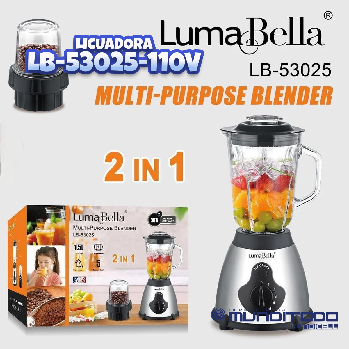 Licuadora LB-53025 2 en 1 – Mundicell